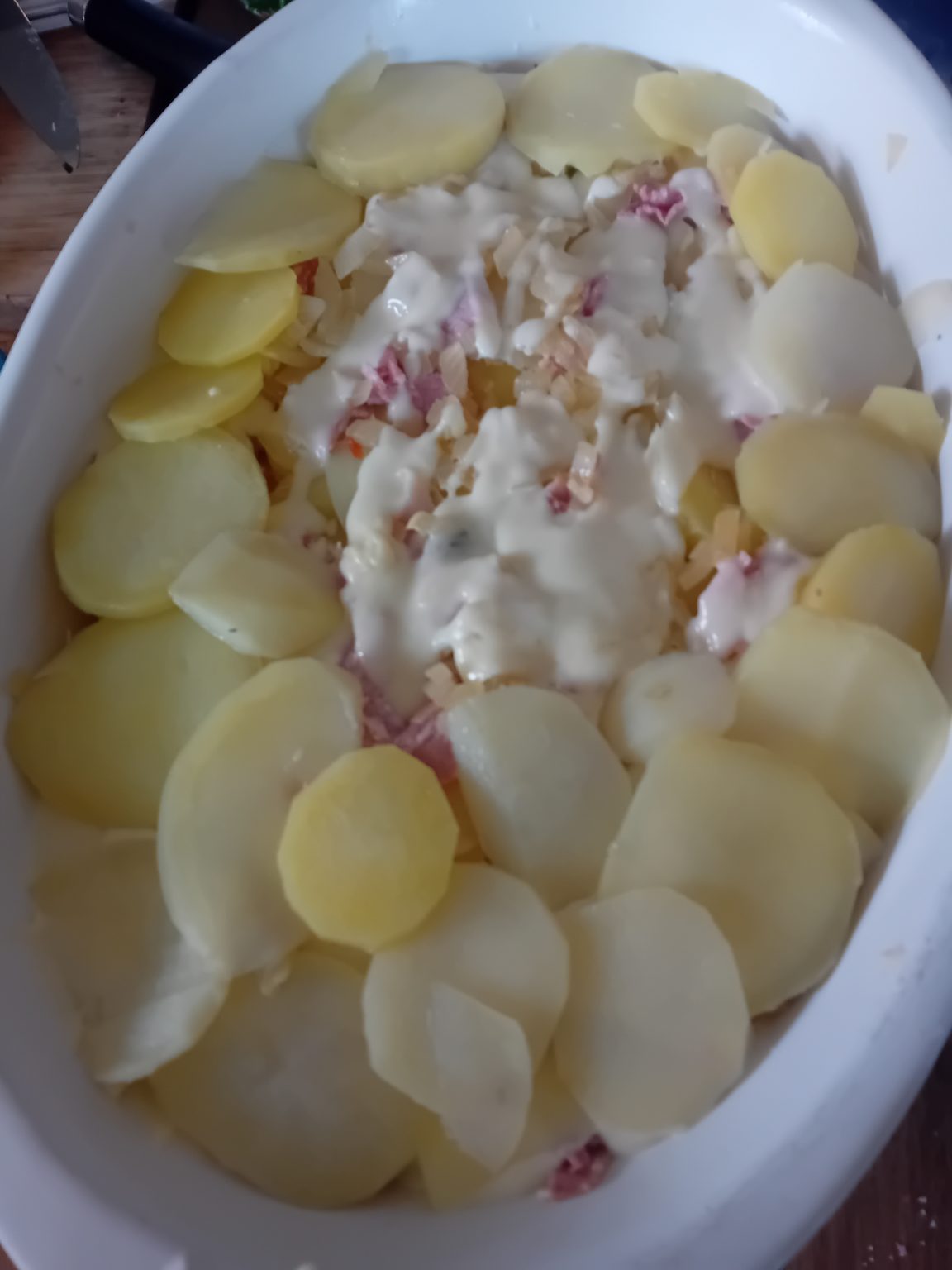 Cheese, onion, bacon potato layer bake - Simple Frugal Life